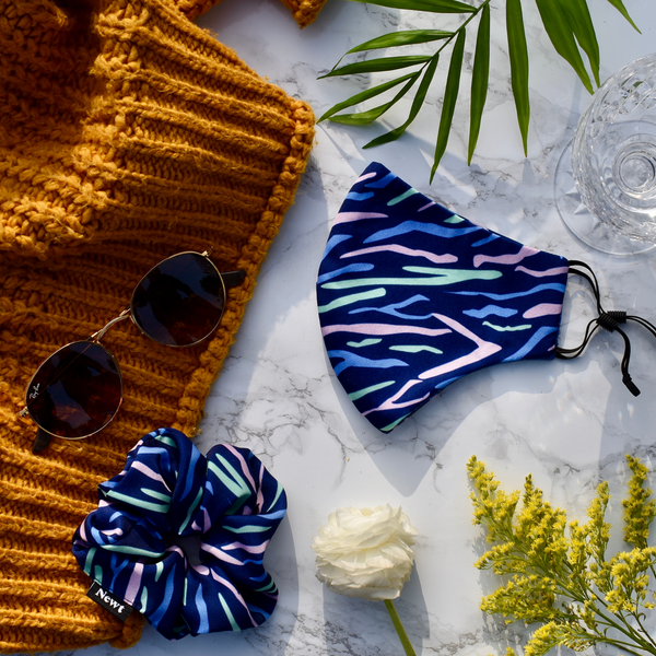 Shima Miami Blue Zebra Print Women's Hair Scrunchie | Newt London ...