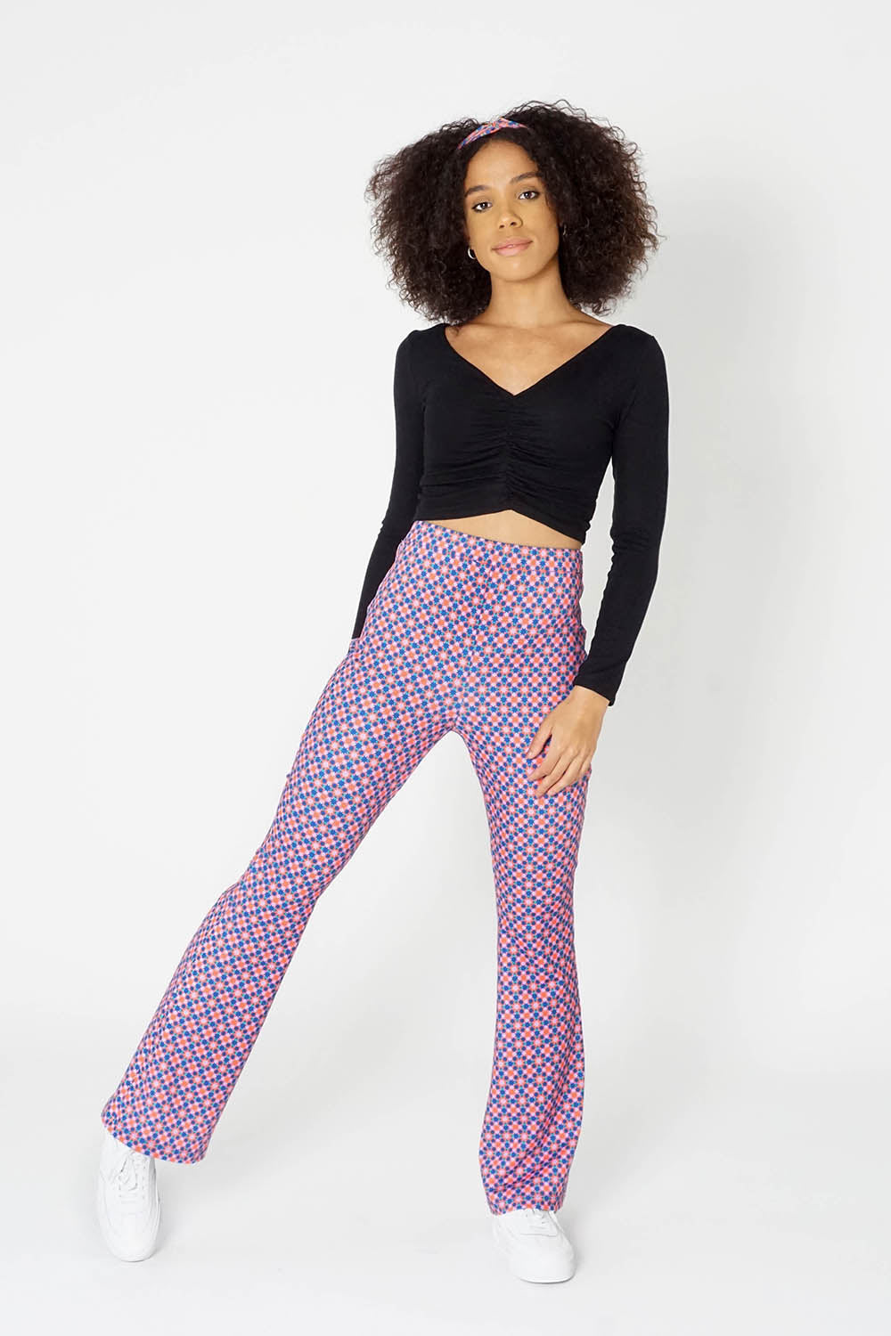 Women's Loungewear Flare Trousers Pink Ribeira Print | Newt London ...